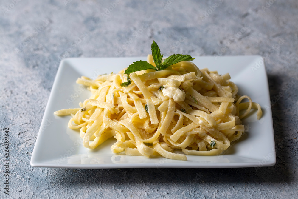 Turkish style cheese pasta (Turkish name; Peynirli eriste makarna ...