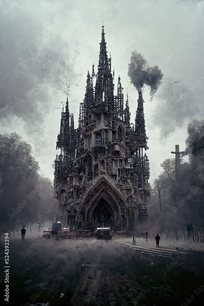 Gothic style architecture, digital art , 3d illustration Stock ...