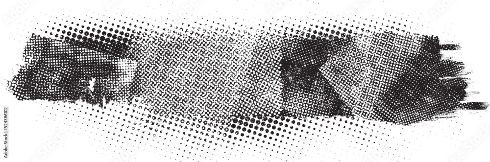 Glitch distorted brush stroke . Noise destroyed logo . Trendy defect ...