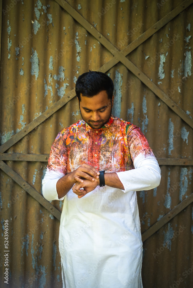 Bangladeshi young muslim boy in fashion model concept wearing ...