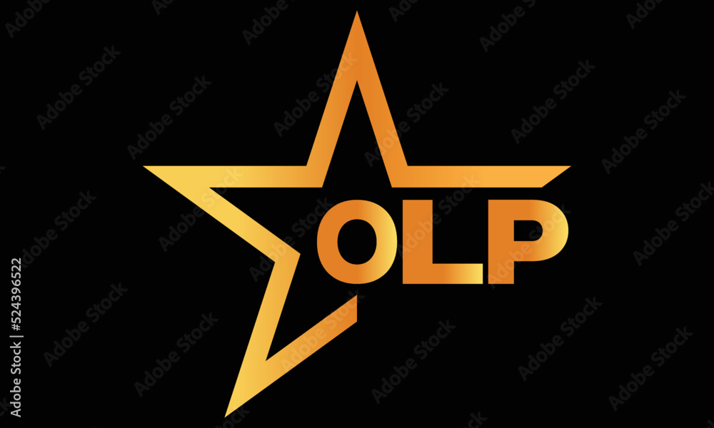 OLP golden luxury star icon three letter logo design vector template ...