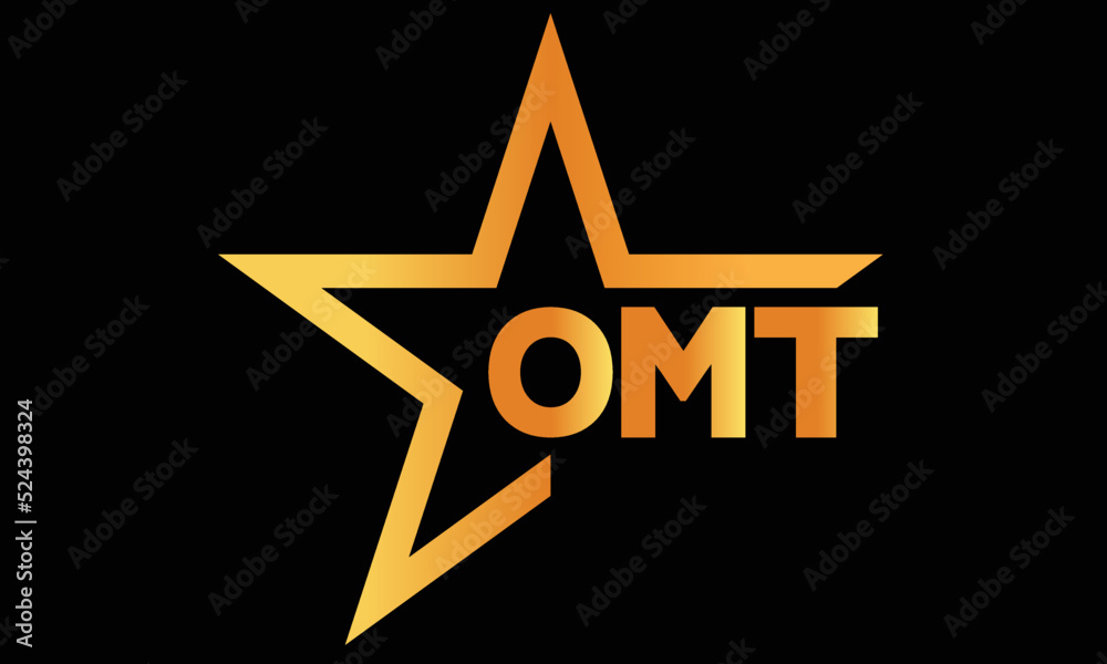 OMT golden luxury star icon three letter logo design vector template ...