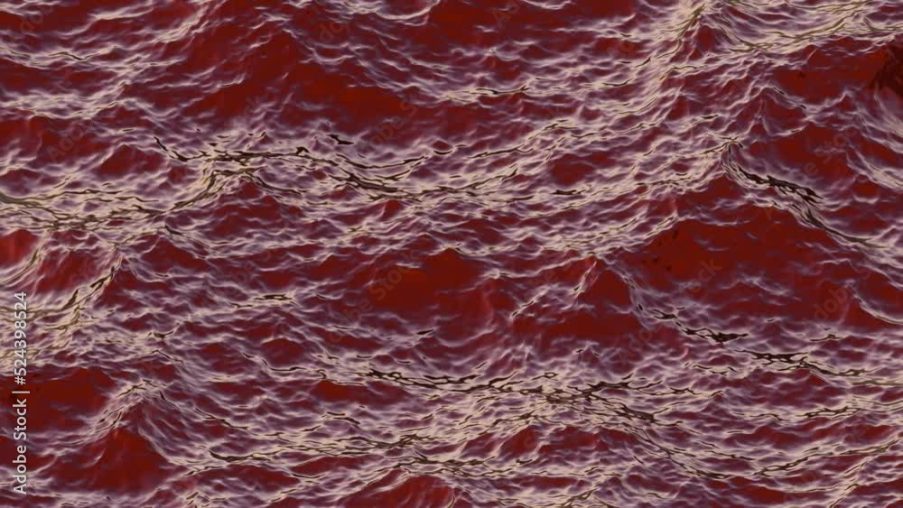 Ocean with red water, sea of blood, waves, excellent quality loop ...