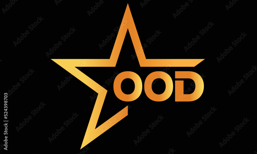 OOD golden luxury star icon three letter logo design vector template ...