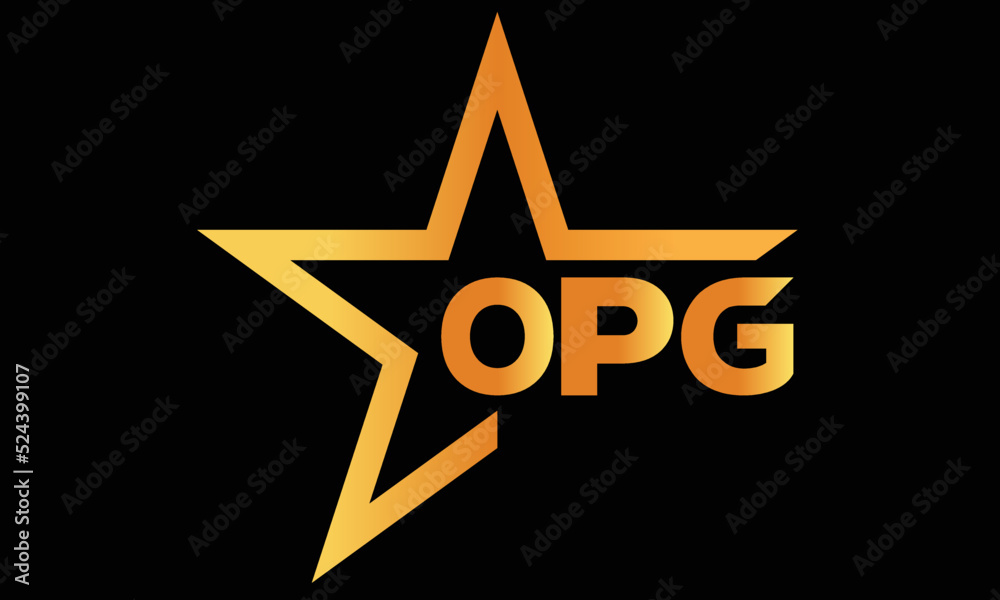 OPG golden luxury star icon three letter logo design vector template ...