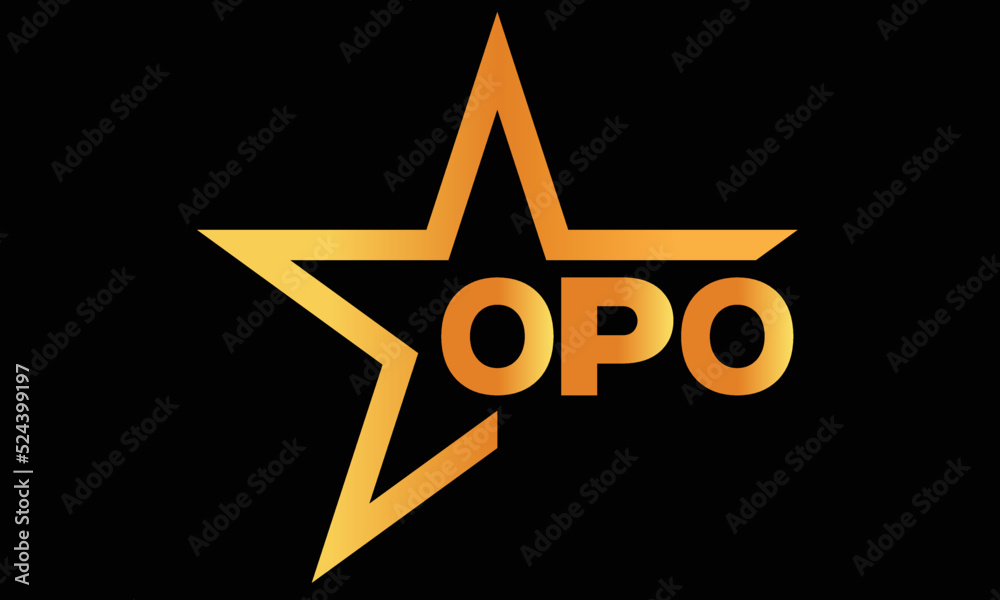 OPO golden luxury star icon three letter logo design vector template ...