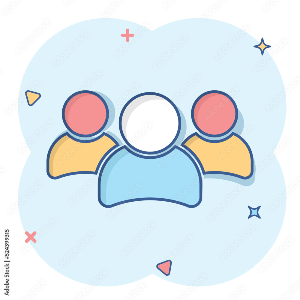 Vector cartoon group of people icon in comic style. Persons sign ...