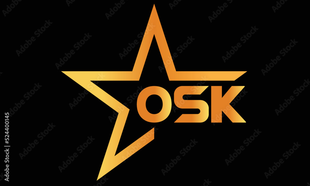 OSK golden luxury star icon three letter logo design vector template ...