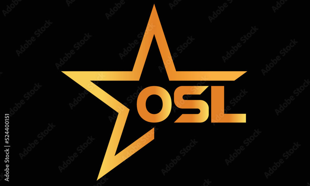 OSL golden luxury star icon three letter logo design vector template ...