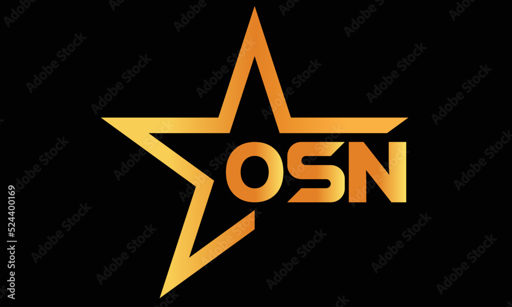 OSN golden luxury star icon three letter logo design vector template ...