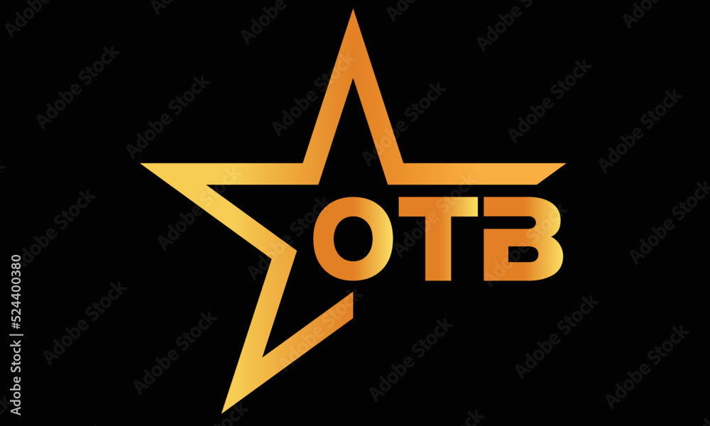 OTB golden luxury star icon three letter logo design vector template ...