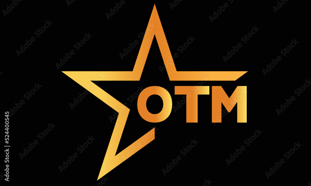 OTM golden luxury star icon three letter logo design vector template ...