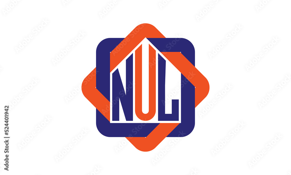 NUL three letter real estate logo with home icon logo design vector ...