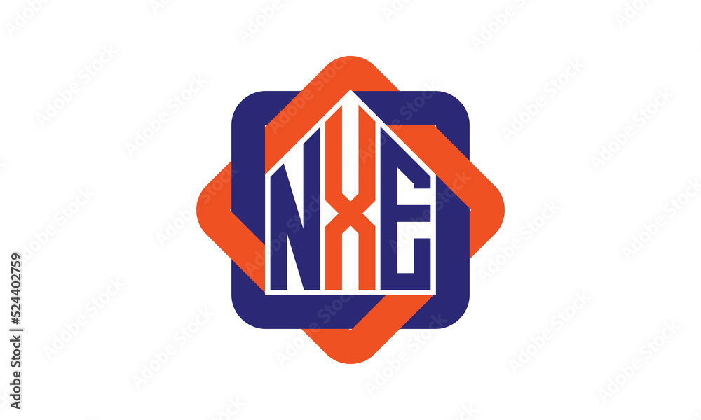 NXE three letter real estate logo with home icon logo design vector ...