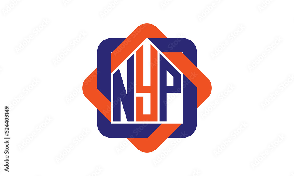 Vetor do Stock: NYP three letter real estate logo with home icon logo ...