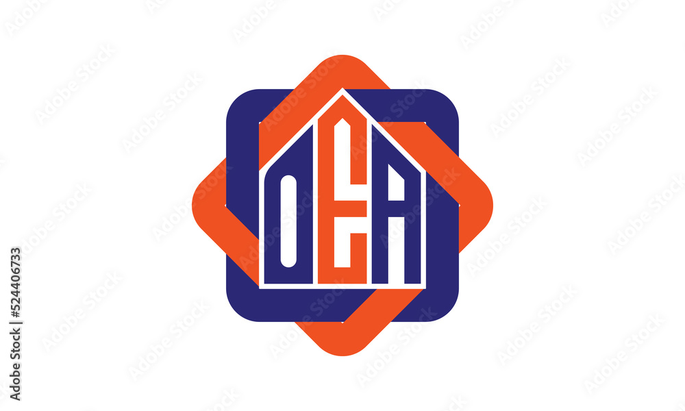 OEA three letter real estate logo with home icon logo design vector ...
