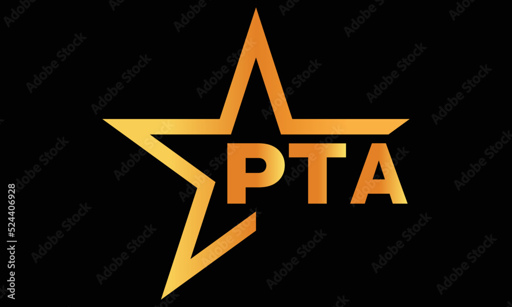 PTA golden luxury star icon three letter logo design vector template. royal logo | luxury logo ...