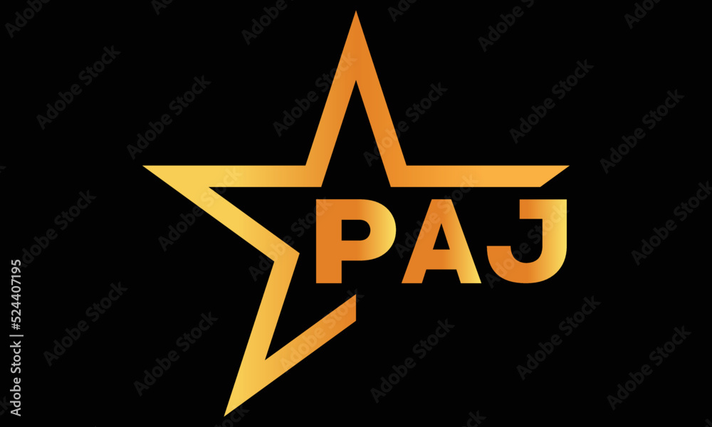 Vetor do Stock: PAJ golden luxury star icon three letter logo design ...