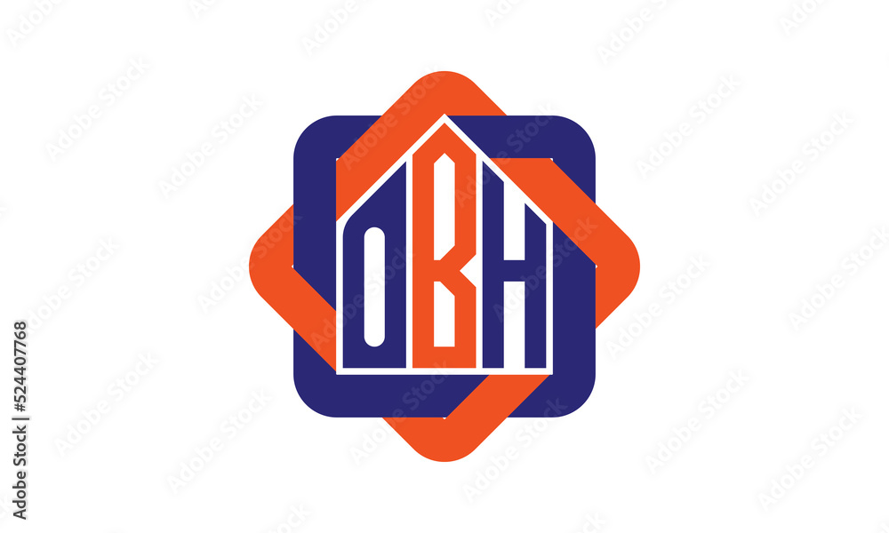 OBH three letter real estate logo with home icon logo design vector ...