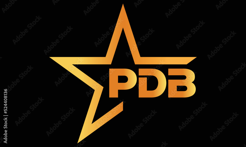 PDB golden luxury star icon three letter logo design vector template ...