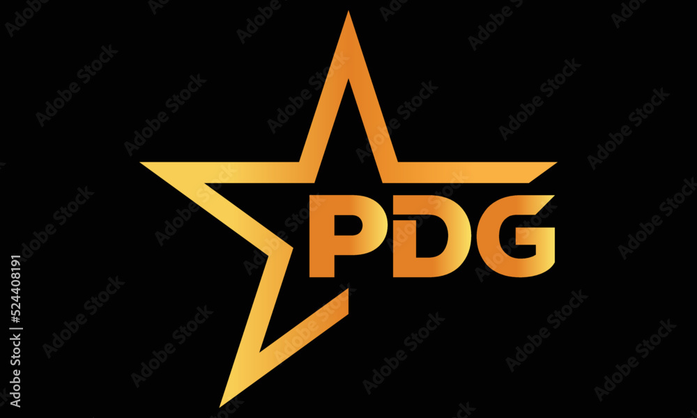 PDG golden luxury star icon three letter logo design vector template ...
