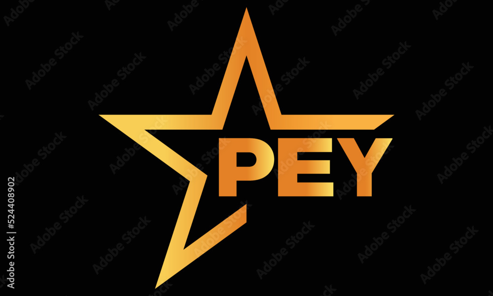 PEY golden luxury star icon three letter logo design vector template ...