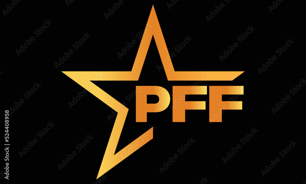 PFF golden luxury star icon three letter logo design vector template ...
