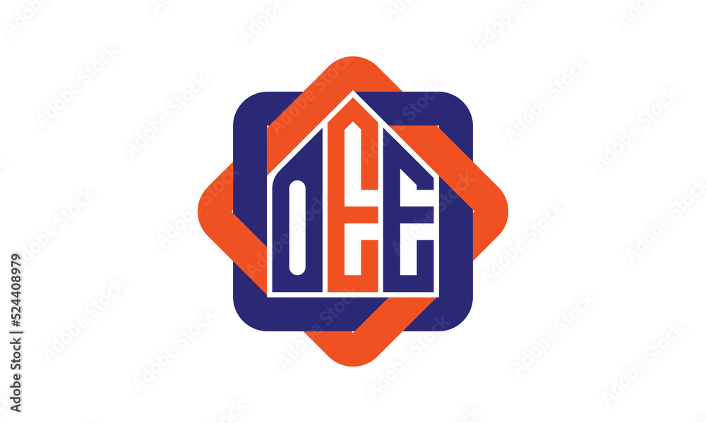 OEE three letter real estate logo with home icon logo design vector ...