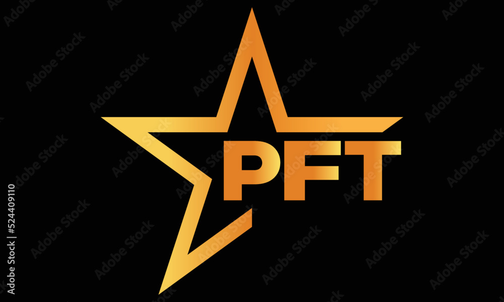 PFT golden luxury star icon three letter logo design vector template ...