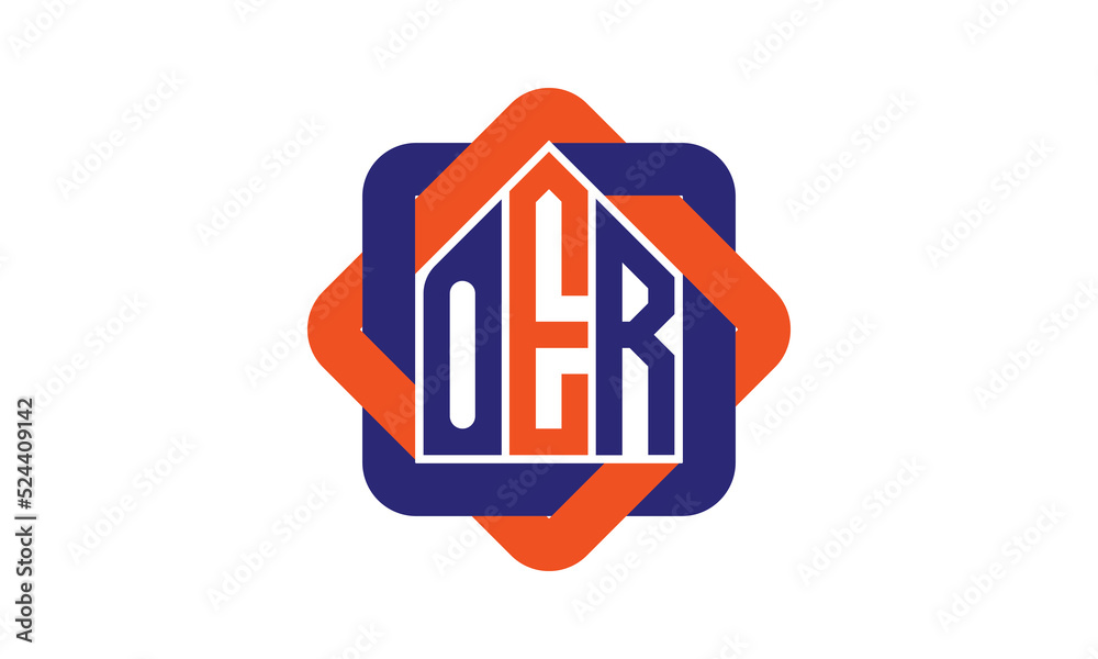 OER three letter real estate logo with home icon logo design vector ...
