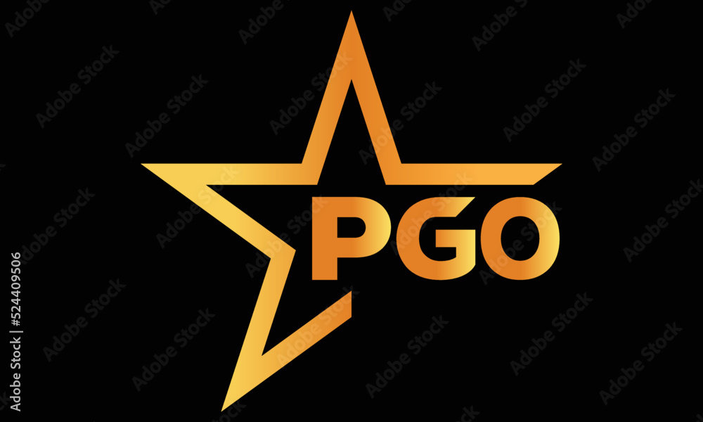 PGO golden luxury star icon three letter logo design vector template ...