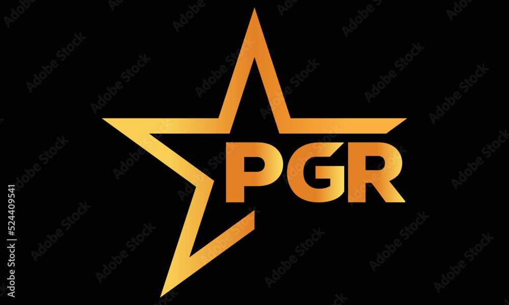 PGR golden luxury star icon three letter logo design vector template ...