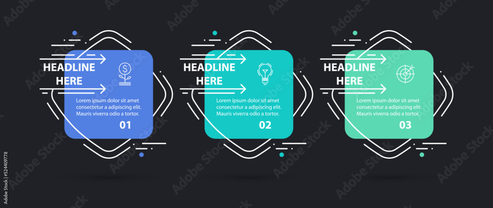 Vector infographic design template with 3 steps, numbered options ...