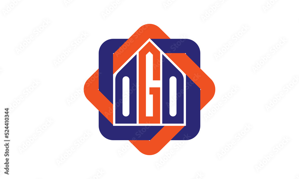OGO three letter real estate logo with home icon logo design vector ...