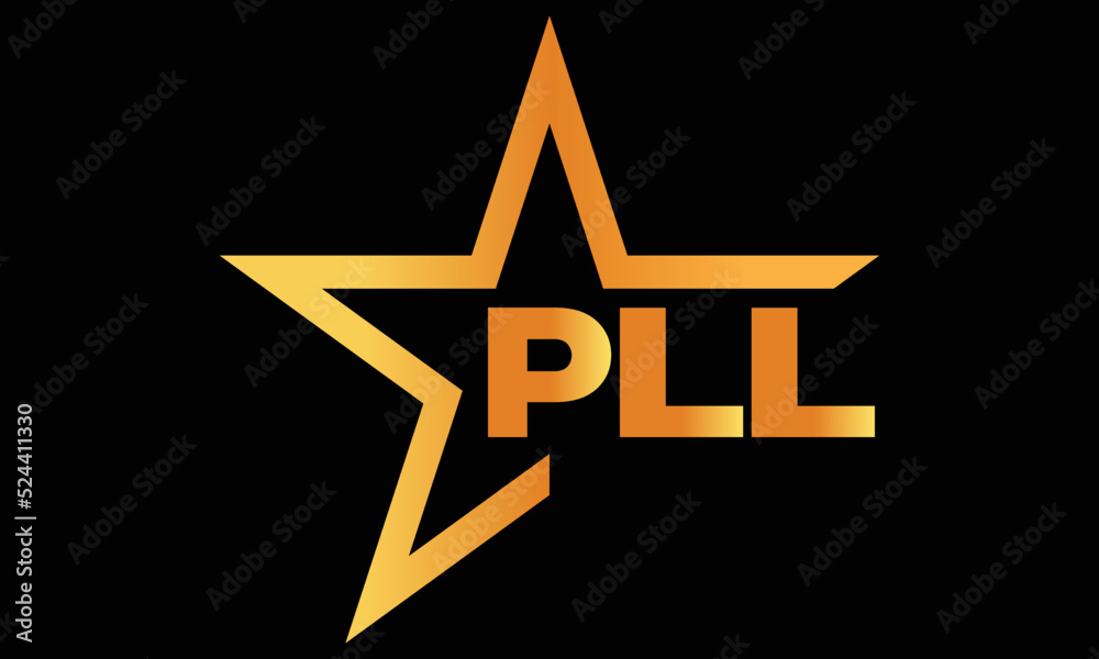 PLL golden luxury star icon three letter logo design vector template ...