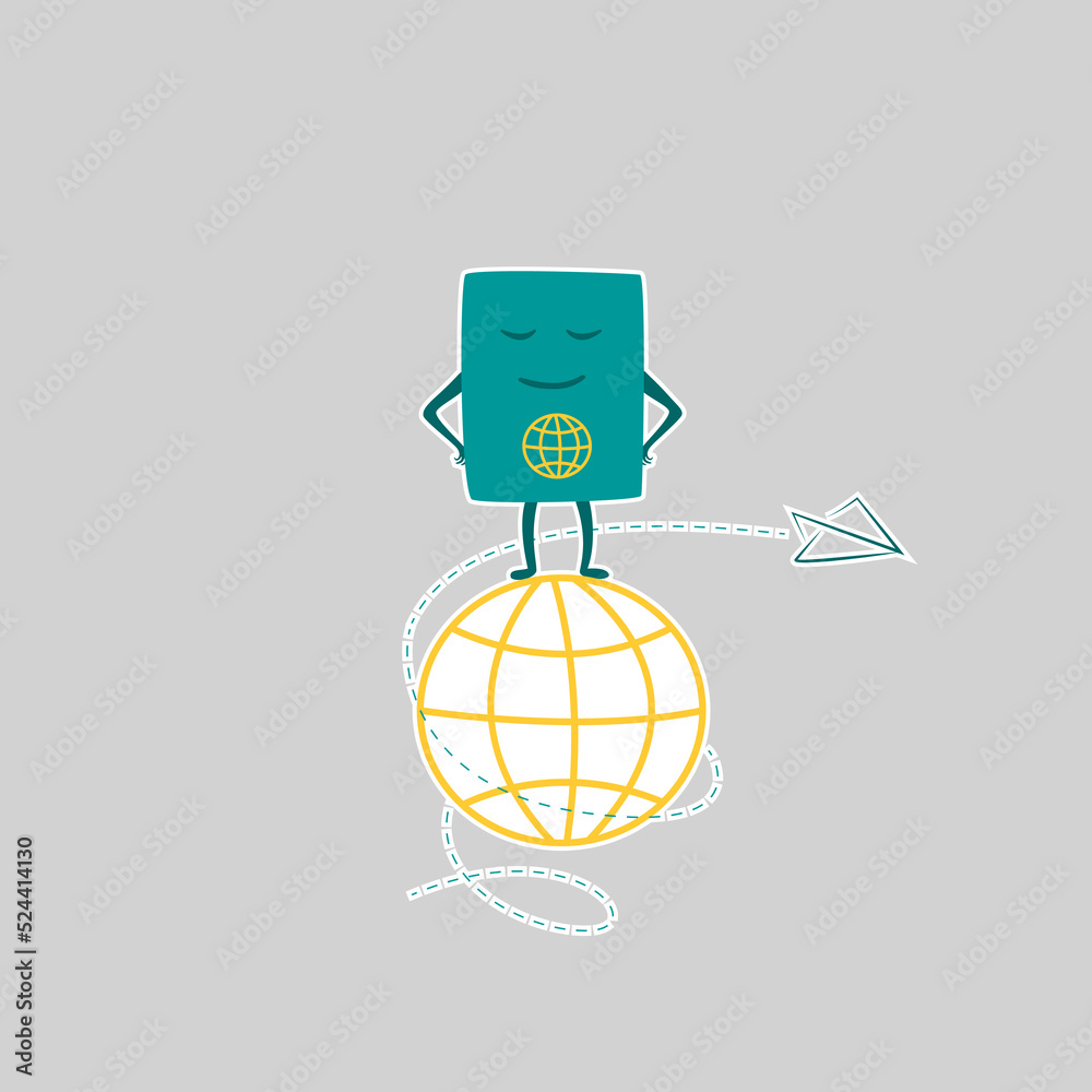 Cute and funny passports, identity document characters, travelling ...