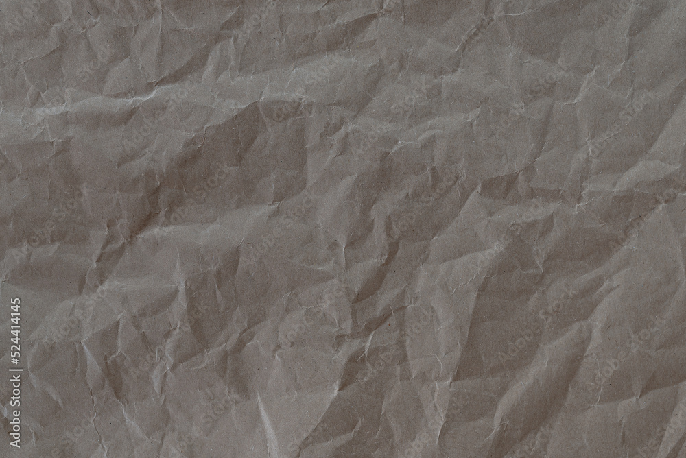 crinkled brown paper texture, full frame recycling paper background ...