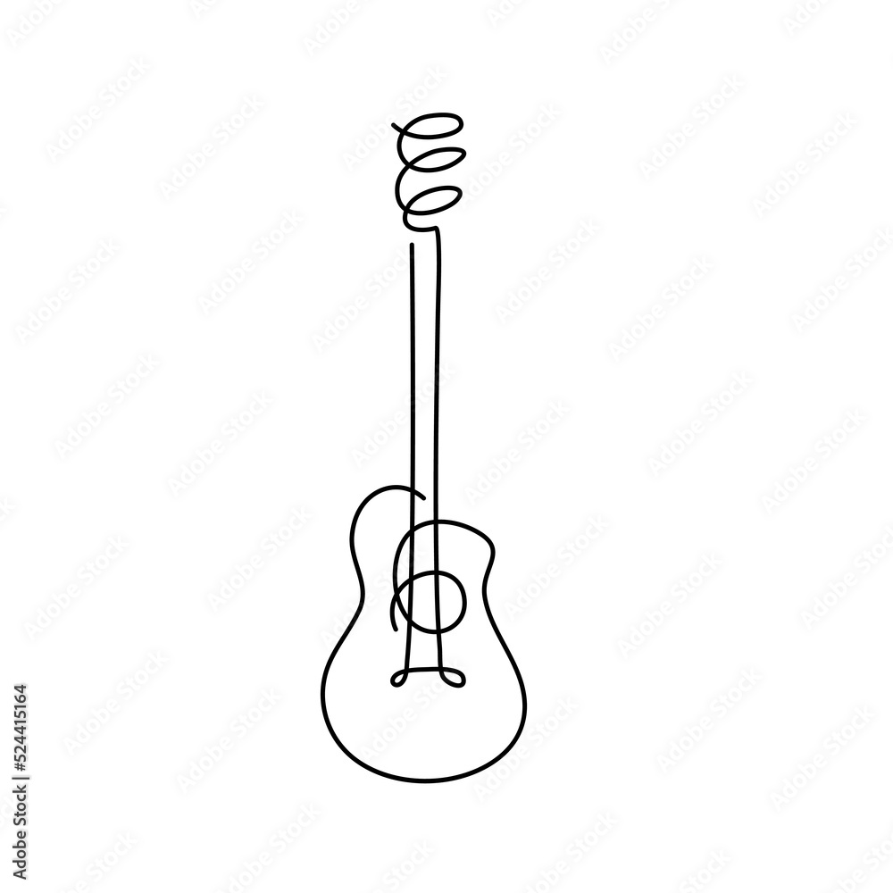 Guitar Continuous Line Drawing. Music Concept Minimalist Trendy ...