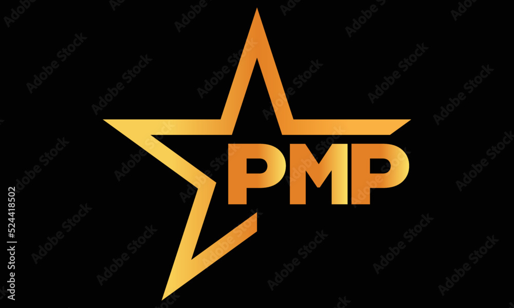 PMP golden luxury star icon three letter logo design vector template. royal logo | luxury logo ...