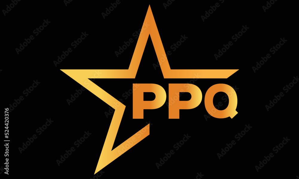 PPQ golden luxury star icon three letter logo design vector template ...