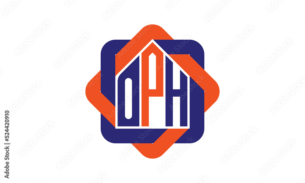 OPH three letter real estate logo with home icon logo design vector template | construction logo ...