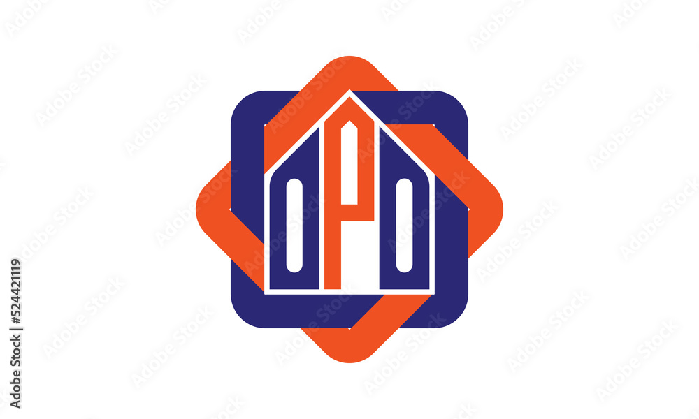 OPO three letter real estate logo with home icon logo design vector ...