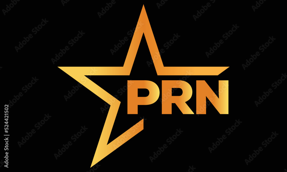 PRN golden luxury star icon three letter logo design vector template ...