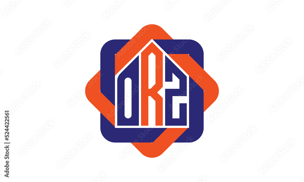 ORZ three letter real estate logo with home icon logo design vector ...