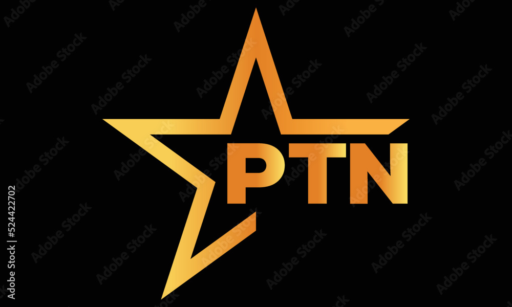 PTN golden luxury star icon three letter logo design vector template ...