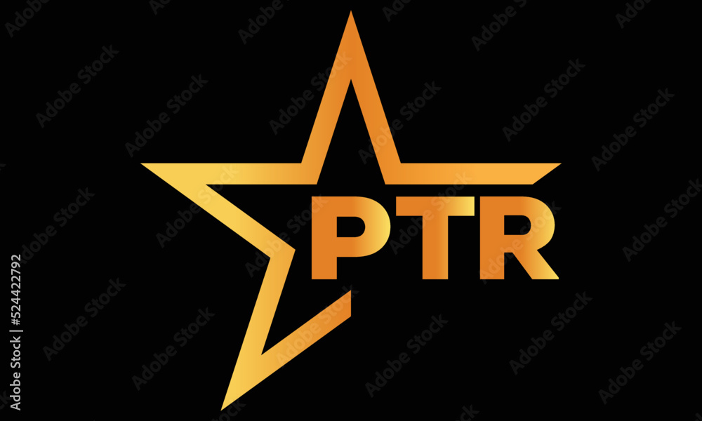 PTR golden luxury star icon three letter logo design vector template ...