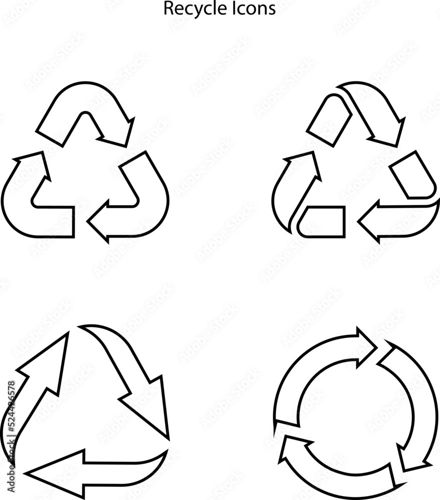 Recycling icons set isolated on white background with outline style ...