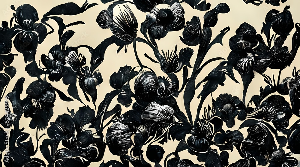 Black wallpaper with soft floral pattern Stock Illustration | Adobe Stock