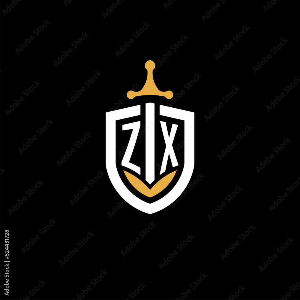 Creative letter ZX logo gaming esport with shield and sword design ideas Stock Vector | Adobe Stock