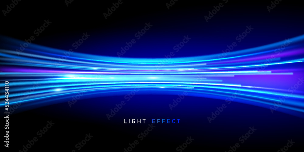 Blue neon light line design blur modern abstract vector illustration ...